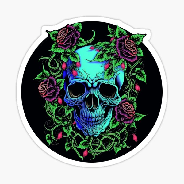 "Skull and Roses" Sticker for Sale by GummywormDesign | Redbubble