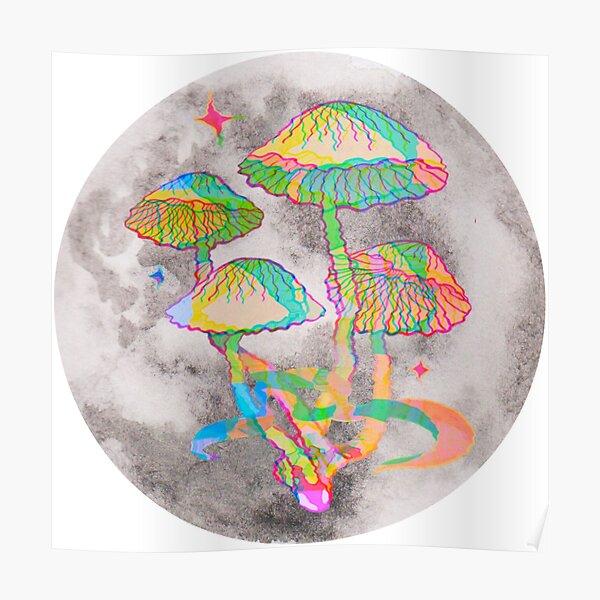 "Trippy Hippy Moon Shrooms" Poster for Sale by DevinDesign33 | Redbubble