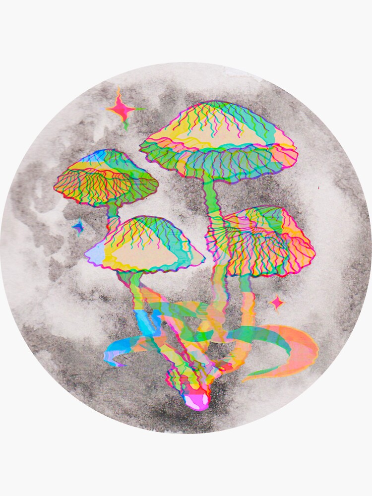 "Trippy Hippy Moon Shrooms" Sticker for Sale by DevinDesign33 | Redbubble