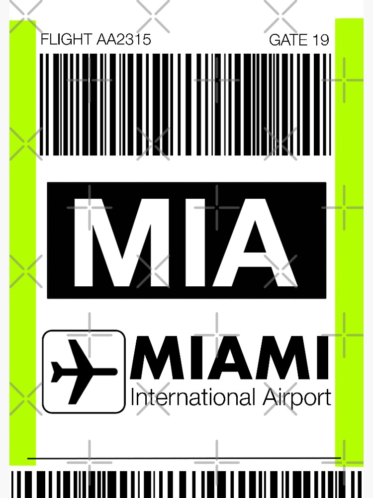 "Miami (MIA) Airport luggage tag sticker" Sticker for Sale by ...