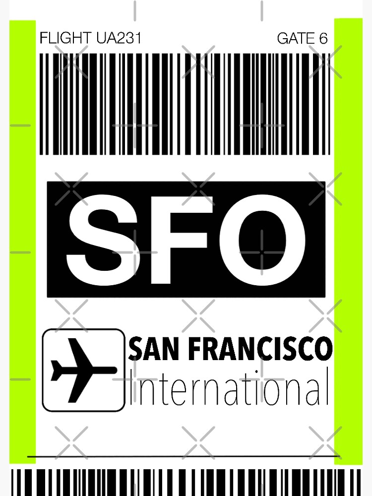 "San Francisco (SFO) Airport Luggage Tag" Sticker for Sale by ...