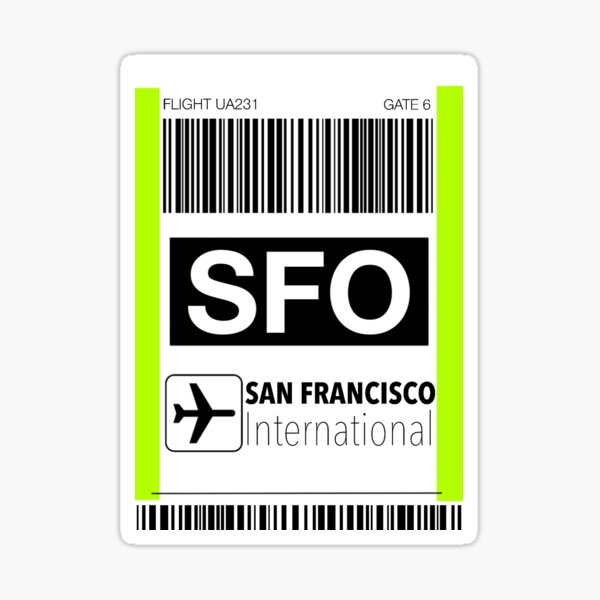 "San Francisco (SFO) Airport Luggage Tag" Sticker for Sale by ...