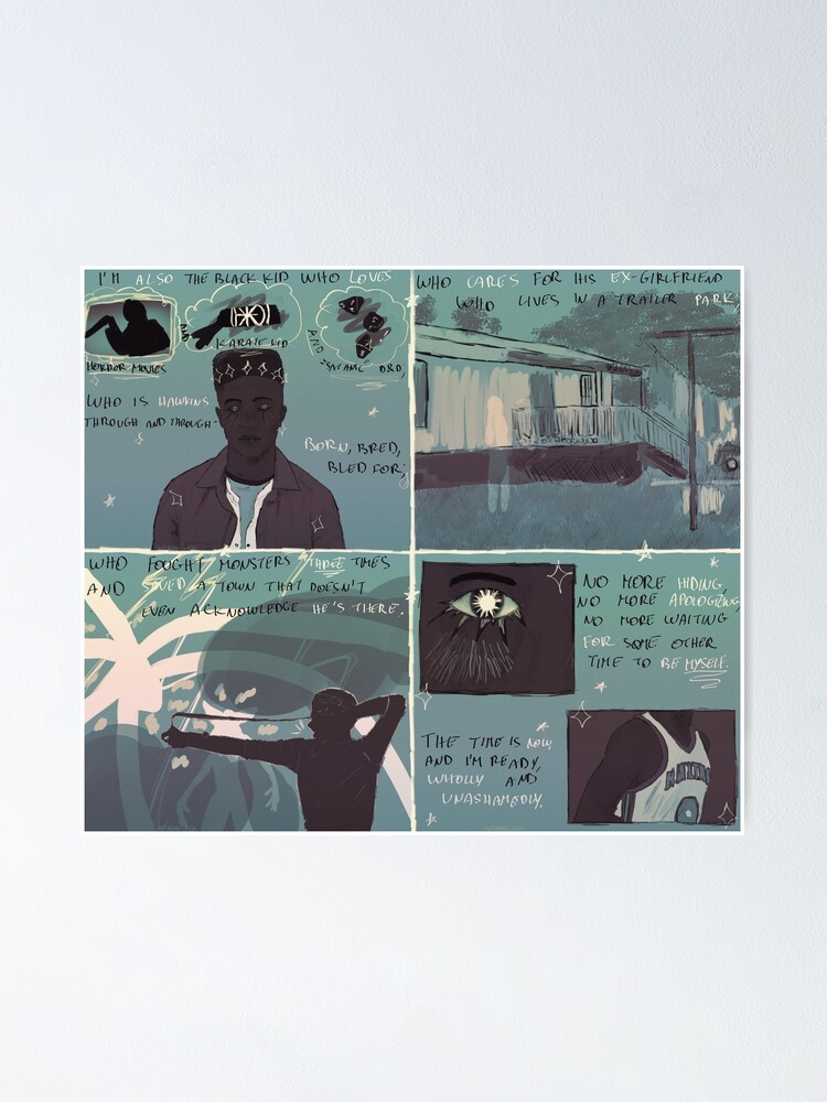 "stranger things lucas sinclair on the line" Poster for Sale by ...