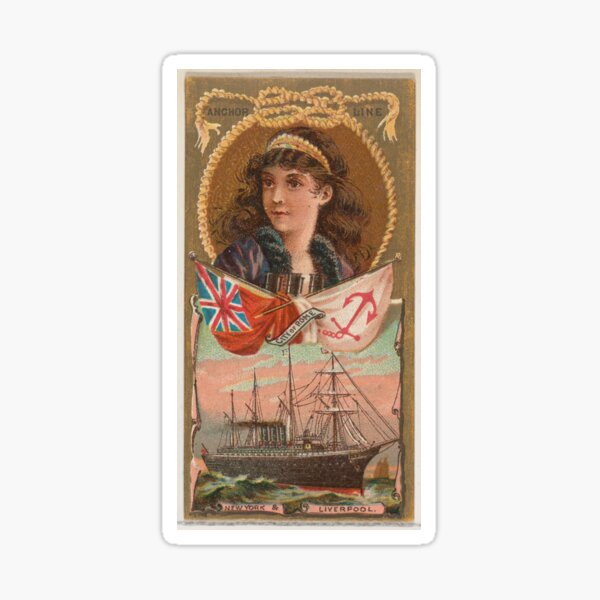"Anchor Line | Vintage Nautical Cigarette Card" Sticker for Sale by ...