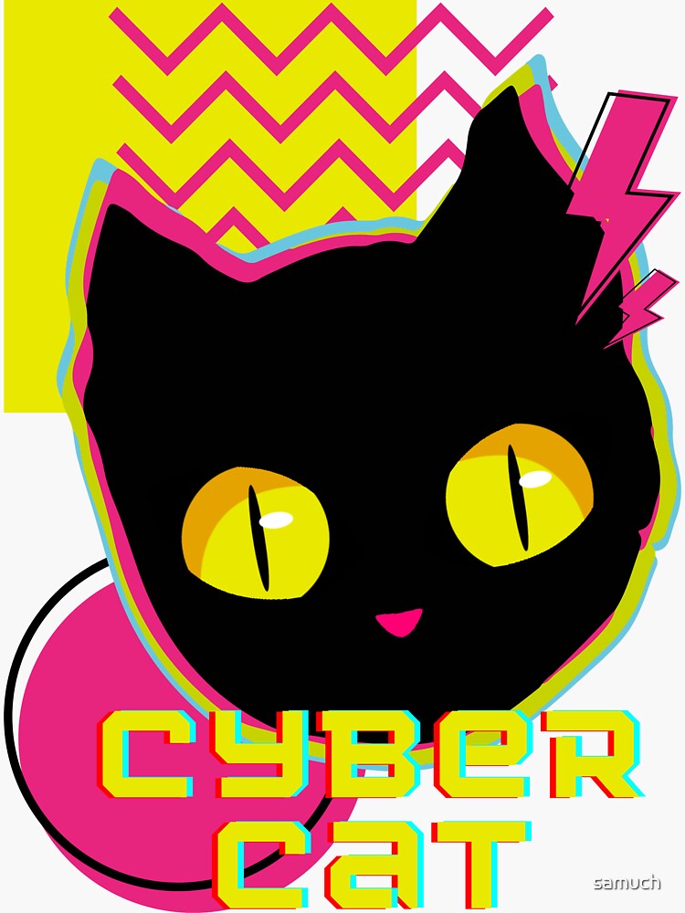 "cyber cat" Sticker by samuch | Redbubble