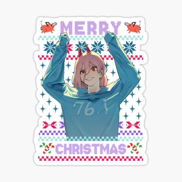 "power chainsaw man anime - ugly christmas sweater" Sticker for Sale by ...