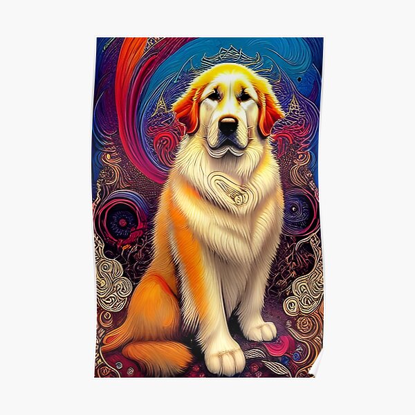 "Great Pyrenees Dog Psychedelic Beautiful Portrait Digital Art Painting ...