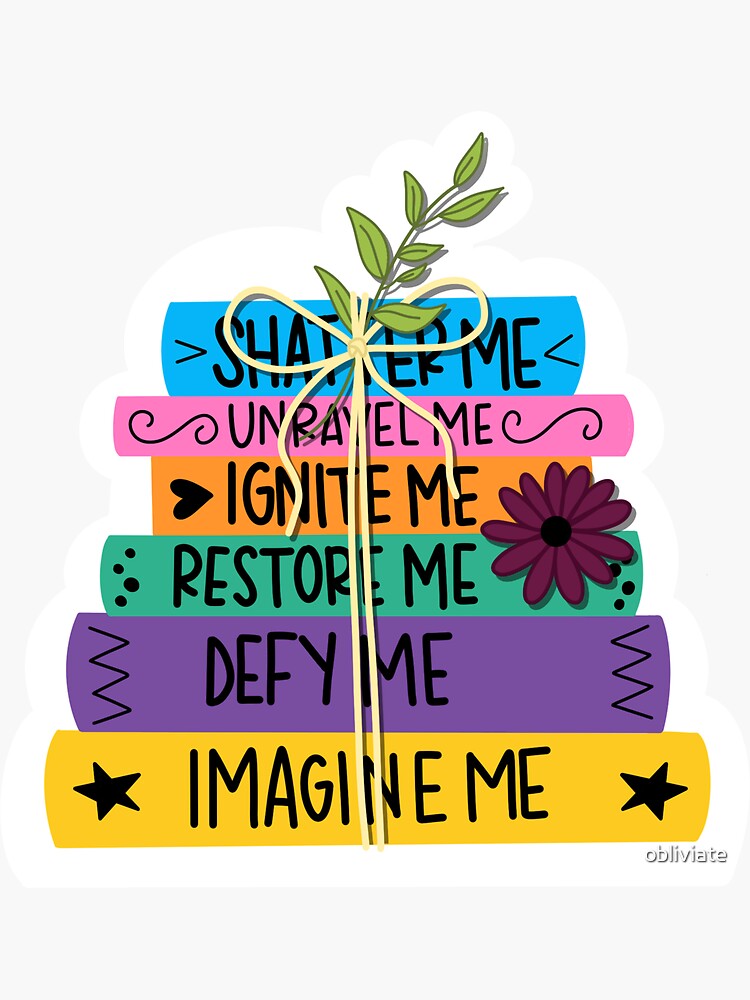 "shatter me book stack" Sticker for Sale by obliviate | Redbubble