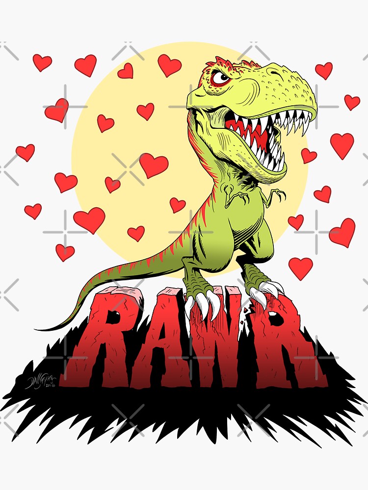 "T-Rex - RAWR means Love" Sticker for Sale by Lines | Redbubble