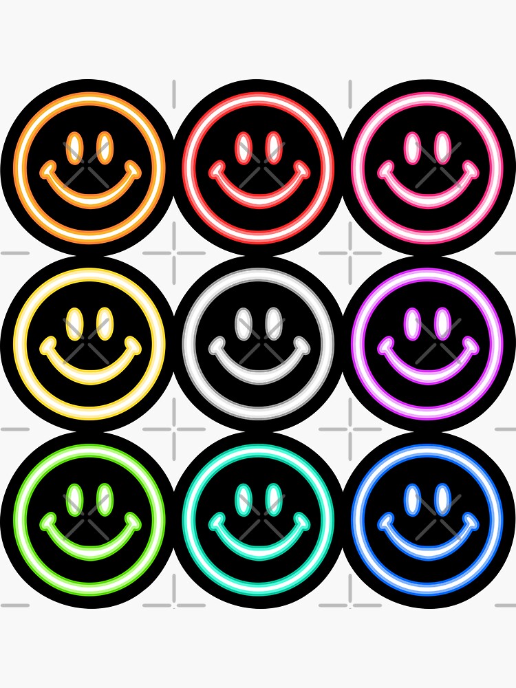 " Neon Smiey Face" Sticker for Sale by CoreyUnlimited | Redbubble