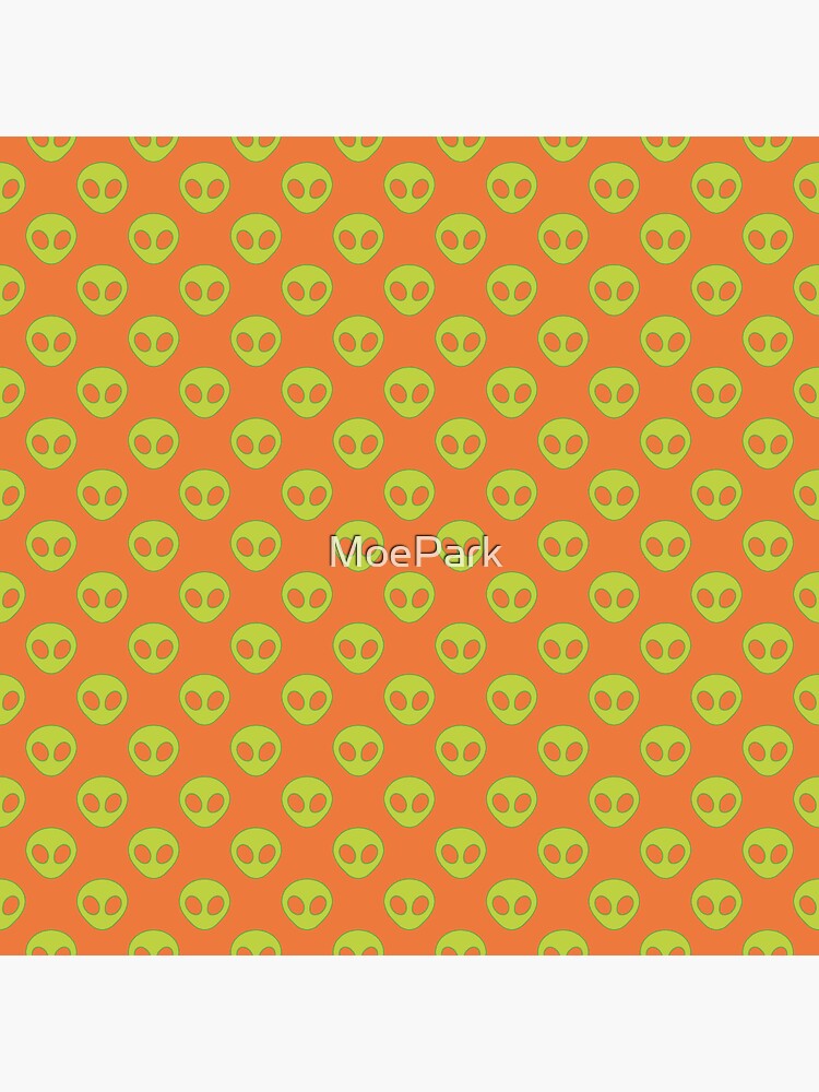 "Orange and Green Halloween Alien Space Invaders Repeat Pattern Print ...