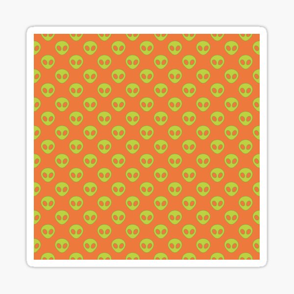 "Orange and Green Halloween Alien Space Invaders Repeat Pattern Print ...