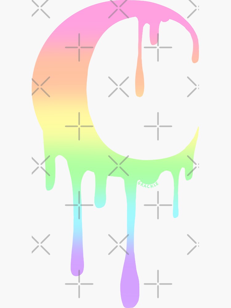 "Rainbow Dripping Moon" Sticker for Sale by JanGrackle | Redbubble