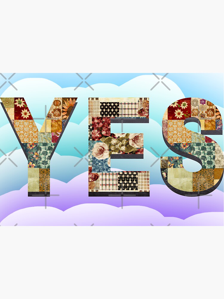 "Yes, One Word Caption in Patchwork Style." Sticker for Sale by ...