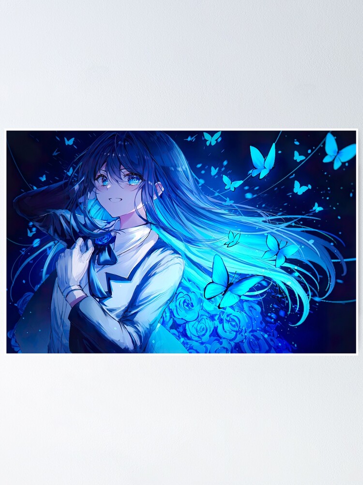 "Ado Blue Butterfly" Poster for Sale by mariannebertra | Redbubble