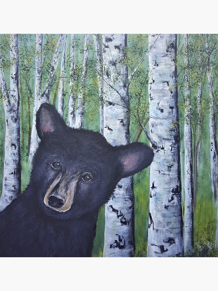 " Bear Cub in the Birch" Sticker for Sale by KVELKY | Redbubble