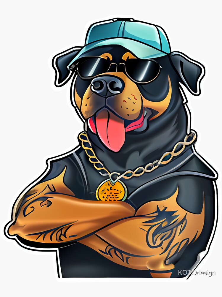 "Rottweiler The Boss Dog with tattoo" Sticker for Sale by KOTOdesign ...