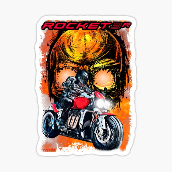"Rocket 3 R Skull Fire" Sticker for Sale by Evomotoarte | Redbubble