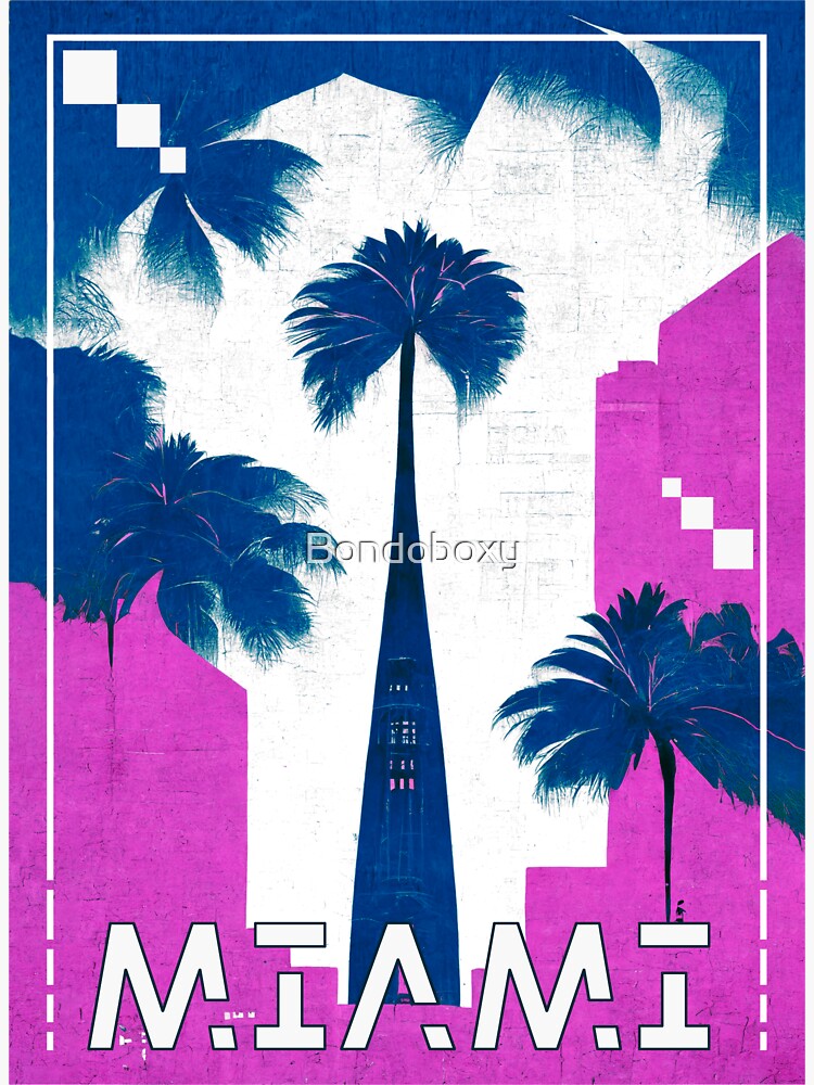 "Miami - Palm Tree" Sticker for Sale by Bondoboxy | Redbubble