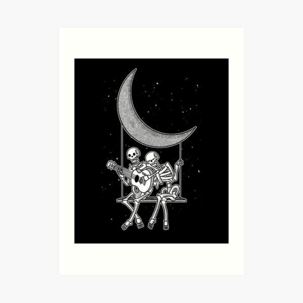 "skeleton moon swing | skeleton couple" Art Print for Sale by DerSenat ...