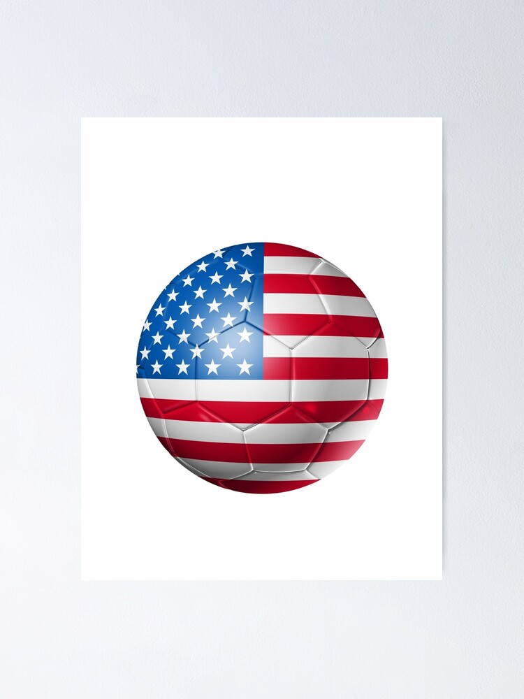 "USA Football Soccer Football Ball with USA Flag ball Sticker" Poster ...