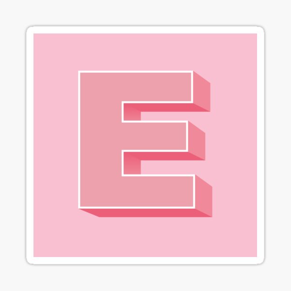 "Pink 3D Letter E" Sticker for Sale by TheMonogramShop | Redbubble