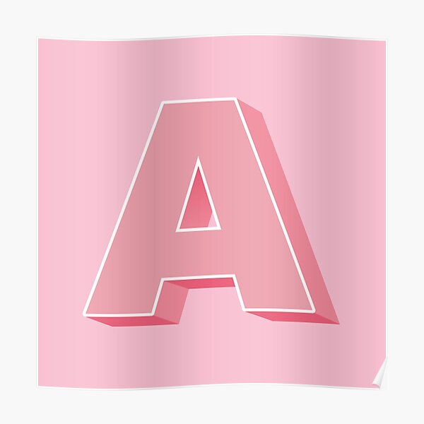 "Pink 3D Letter A" Poster for Sale by TheMonogramShop | Redbubble