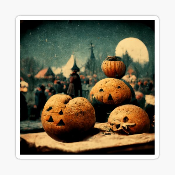 "Vintage Pumpkin Scene Halloween" Sticker for Sale by huhu-shop | Redbubble