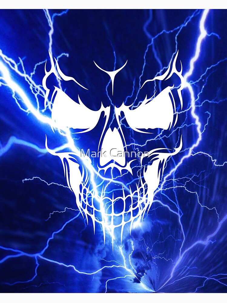 "Blue Lightning Skull Face" T-shirt for Sale by KingKongBrody ...