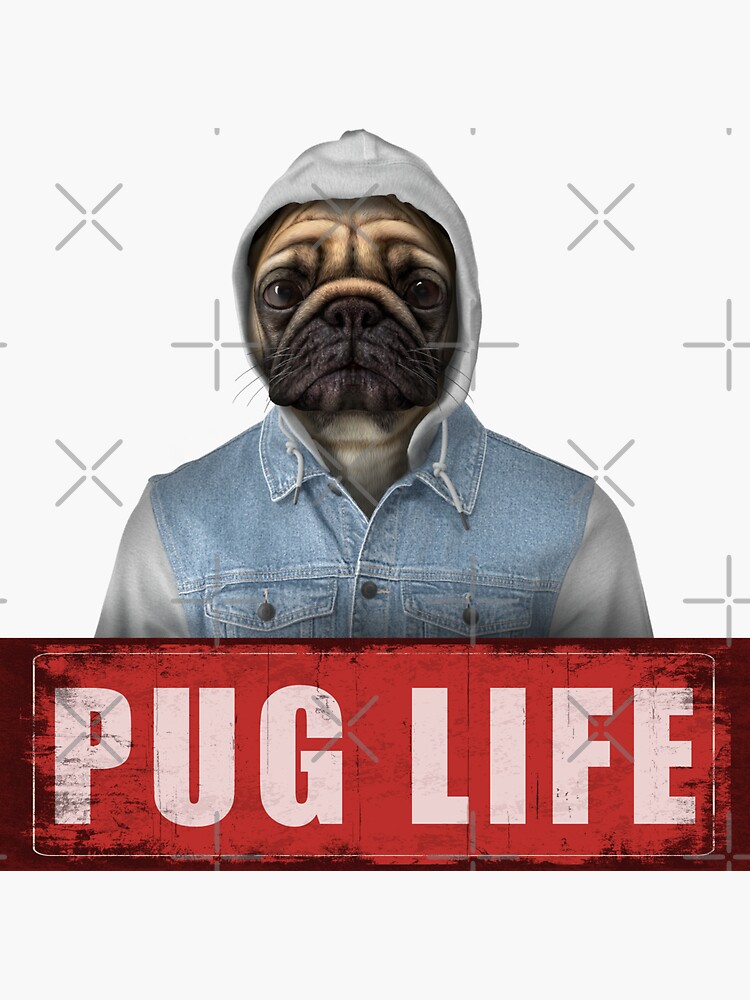 "Pug life mug shot" Sticker for Sale by JJAArt | Redbubble