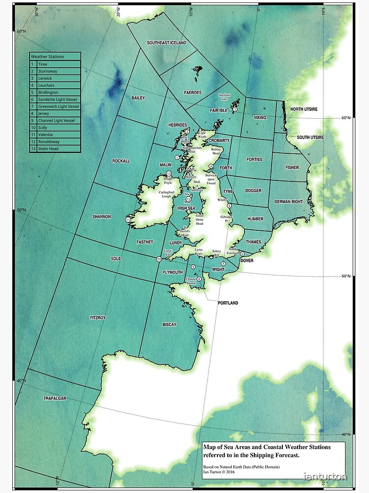 "UK Shipping Forecast Map" Poster by ianturton | Redbubble