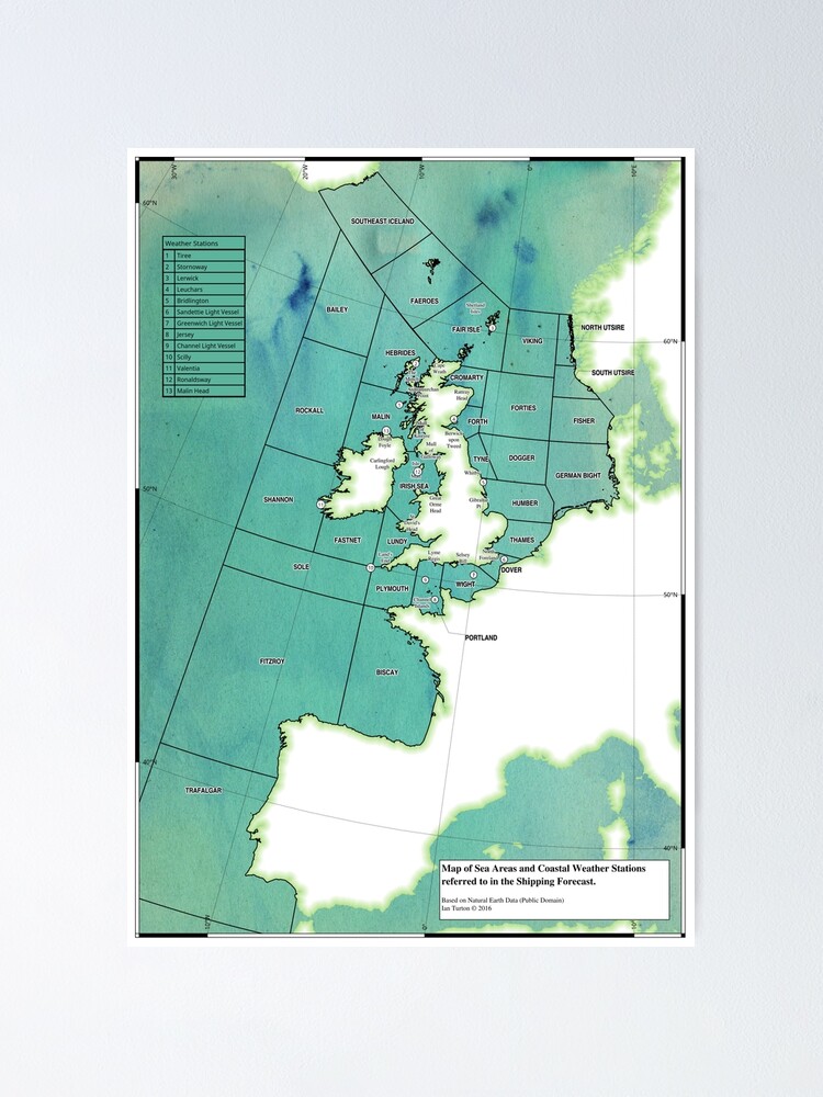 "UK Shipping Forecast Map" Poster for Sale by ianturton | Redbubble