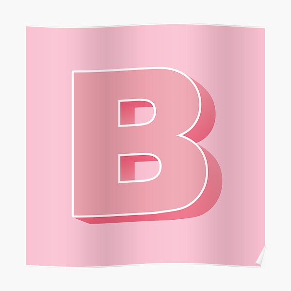 "Pink 3D Letter B" Poster for Sale by TheMonogramShop | Redbubble