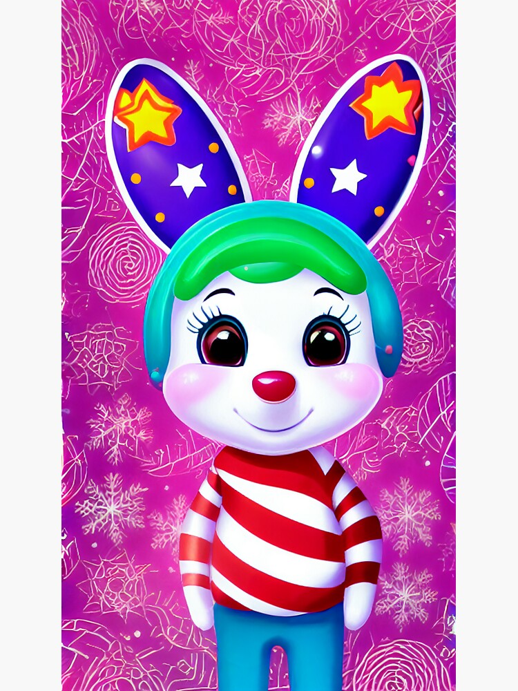 "Friendly Christmas Candy Cane Bunny Rabbit" Sticker for Sale by ...