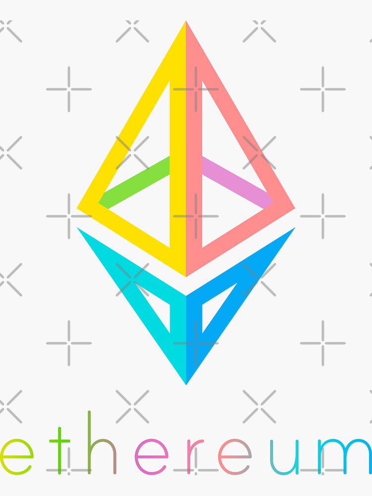 Pegatina «Ethereum ETH Crypto - Logotipo de contorno de color vertical ...