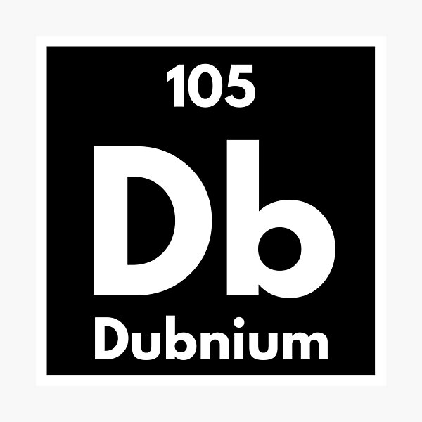 Lámina fotográfica «Número de elemento de tabla periódica 105 Db ...