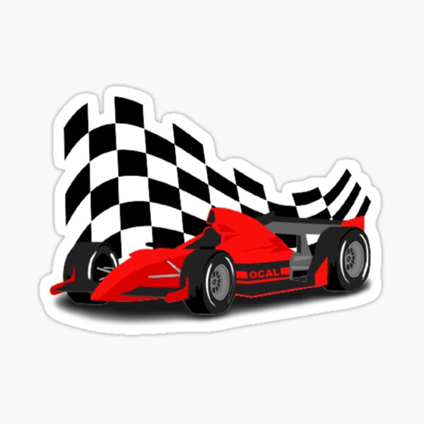 "Formula Racing Motorsport red race car and black flag design" Sticker ...