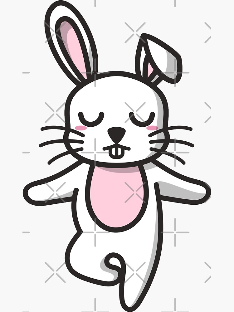 "Cute Namaste Yoga Rabbit Vrikshasana Funny Animal Pet" Sticker for ...