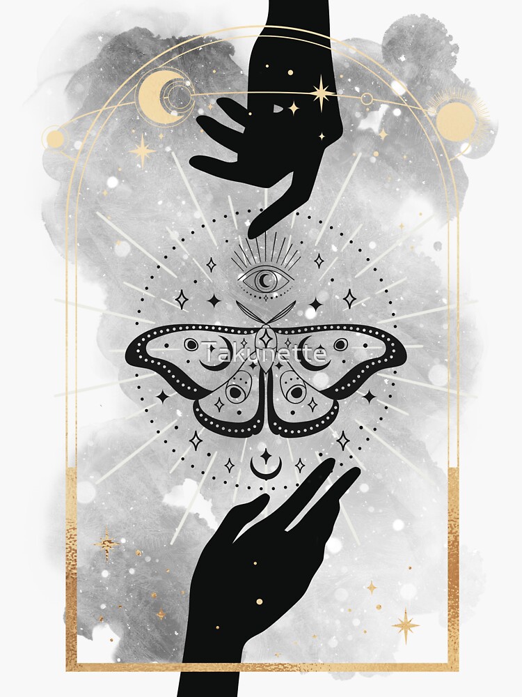 "Celestial Moth, Crescent Moon Boho Spiritual, Astrology, Zodiac ...
