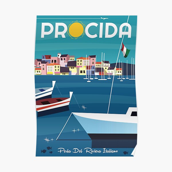 "Procida illustrated travel poster" Poster by GAGodel | Redbubble