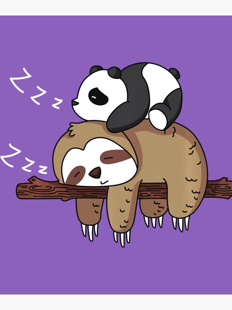 "Cute Panda Sleeping on Sloth Sloth And Panda Lover Active " Poster for ...