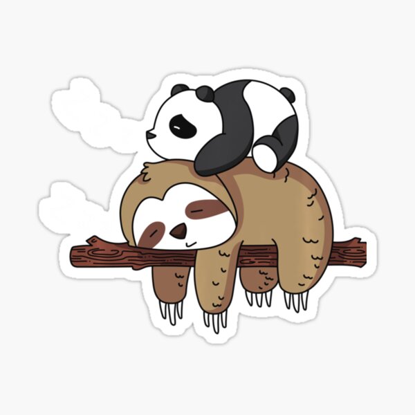 Pegatina «Lindo panda durmiendo en un perezoso Amante de los perezosos ...