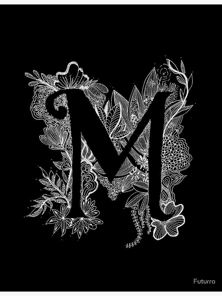 "m letter black and white floral design" Poster for Sale by Futurro ...