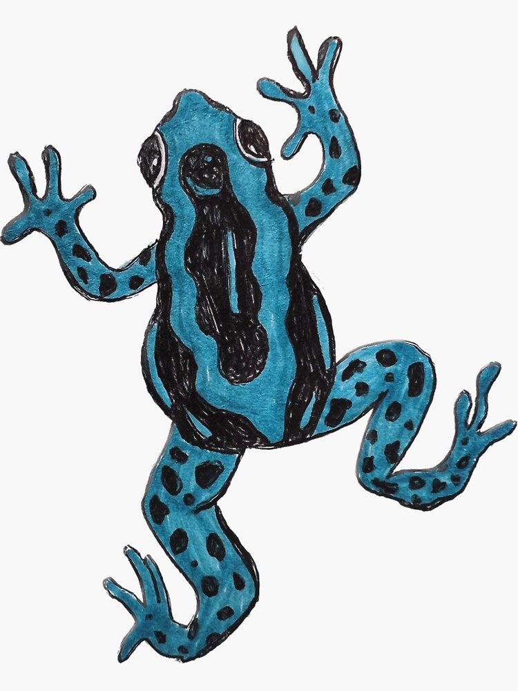 "blue frog drawing" Sticker for Sale by maddygauks | Redbubble
