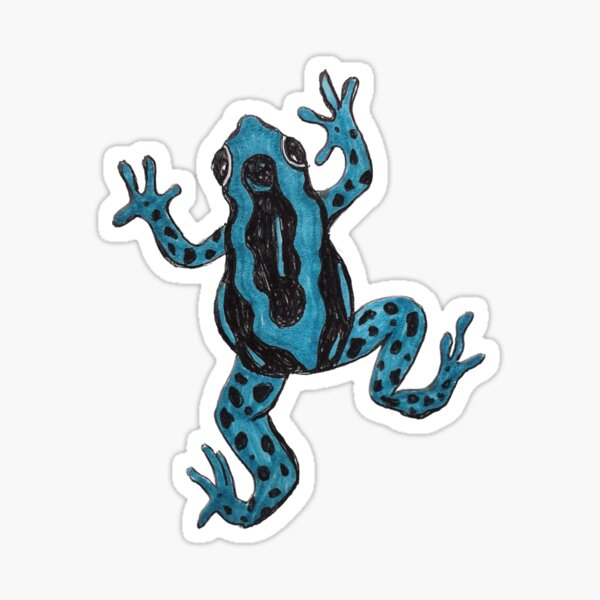 "blue frog drawing" Sticker for Sale by maddygauks | Redbubble