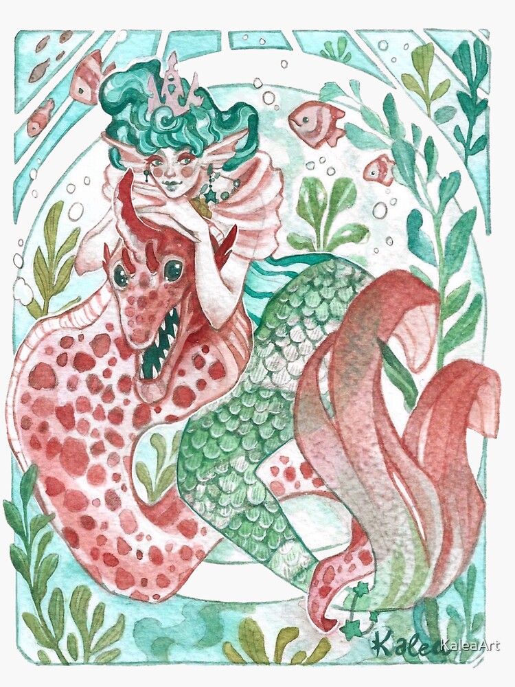 "Emerald Mermaid - Mermay 2022" Sticker for Sale by KaleaArt | Redbubble