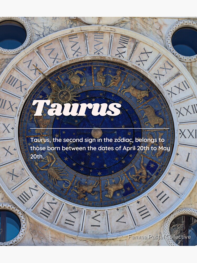 "Taurus Zodiac Roman Numeral Print " Sticker for Sale by Femme Pastel ...