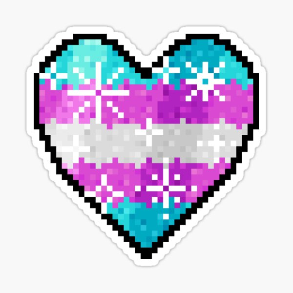 "8-Bit Pixel Transgender Flag Glitter Heart" Sticker for Sale by ...