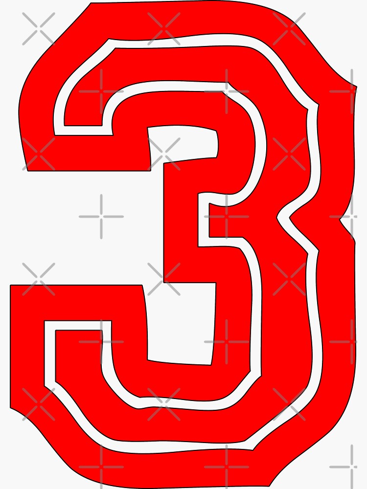 "Three Red Number Three" Sticker for Sale by Aurorapod | Redbubble