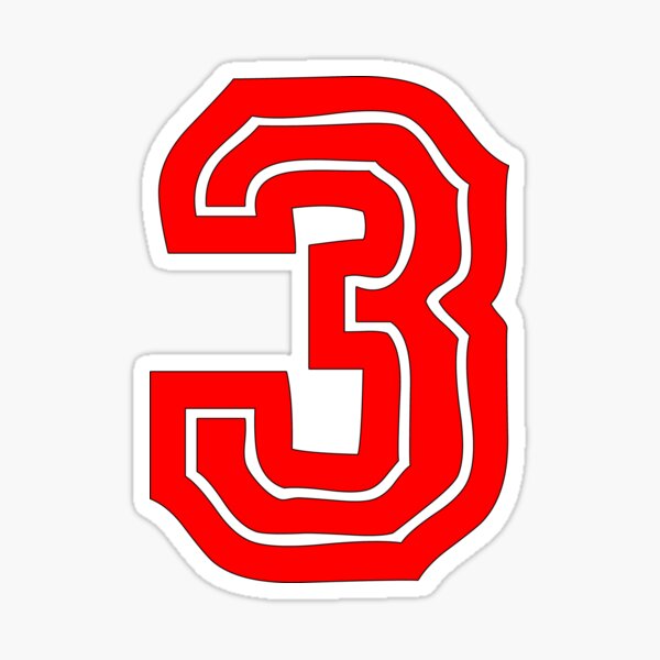 "Three Red Number Three" Sticker for Sale by Aurorapod | Redbubble